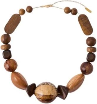 Malababa Femme, Accessoires, Multicolore, Taille: ONE Size Collier Moyen en Perles de Bois