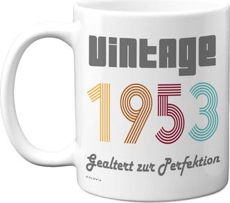Stuff4 73. Geburtstagsgeschenke - Vintage 1953 Gealtert zur Perfektion Tasse - Geburtstag Retro Tasse f&uuml;r M&auml;nner und Frauen, 325 ml Premium-Keramiktasse, Sp&uuml;