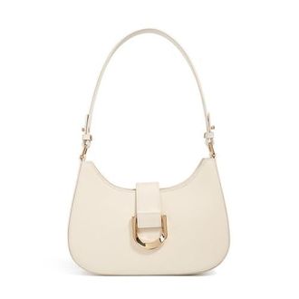 Generic Sac &agrave; bandouli&egrave;re en cuir v&eacute;ritable - Sac &agrave; main en forme de croissant pour femme - Sac &agrave; main r&eacute;tro &agrave; bandouli&egrave;re - Bandouli&egrave;re amovible, blanc, Smal