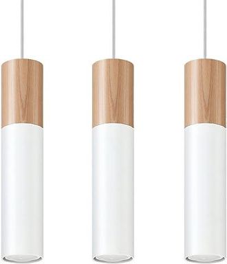 Sollux Lighting Pablo 3 Spotlight Plafonnier, Design Minimaliste & Scandinave, Ampoule GU10 Remplaçable, 3 x 40 W, Bois Naturel & Acier, Blanc, 45 x 6