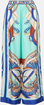 Camilla Bedruckte Palazzo-Hose aus Seidensatin