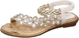 Generic Tongs plates florales pour femmes, sandales bohèmes, chaussures décontractées, sandales orthopédiques élégantes et fraîches avec semelle intérieure 20