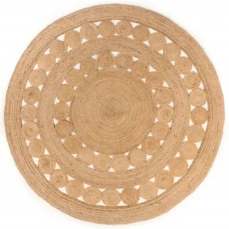 vidaXL Tapis Design tress&eacute; Jute 180 cm Rond