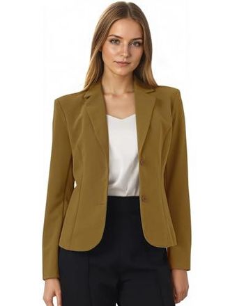 Allegra K Blazer Femme de Business &agrave; Col Revers Veste de Costume &agrave; Manches Longues Moutarde M