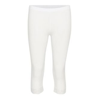 Cream Schneewei&szlig;e Leggings mit Spitzenbesatz - - Trousers - Damen - Wei&szlig; - S