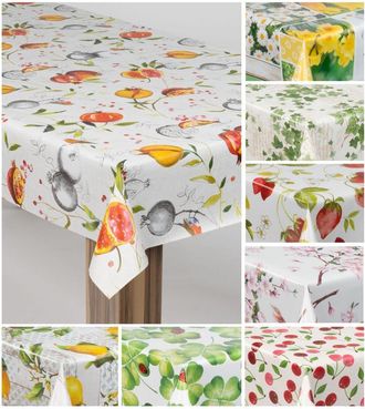 Laro Wachstuch-Tischdecke Wachstischdecke Gartentischdecke, Muster:Granatapfel Rot Orange Weiß, Größe:140x240