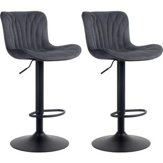 Clp Ensemble de 2 tabourets de bar noirs linus, velours