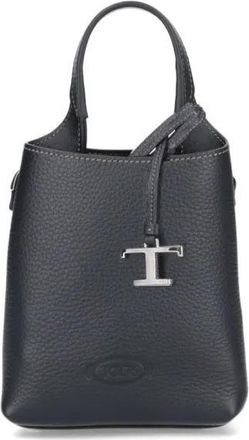 Tod's Tods Crossbody Bags - Structured Pebbled Texture Bag With Silver-Tone Ha - Gr. unisize - in Schwarz - für Damen
