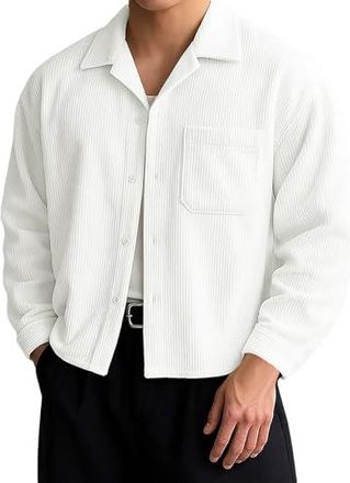 Generic Chemise en velours c&ocirc;tel&eacute; &agrave; manches longues pour homme - Coupe droite - Veste dautomne et dhiver - Avec poches &agrave; rabat - Chemise en velours c&ocirc;tel&eacute; - P