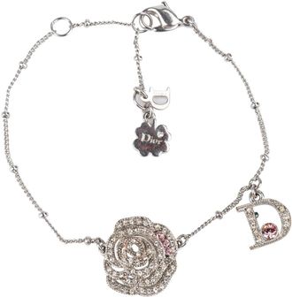 Dior Armband - Christian Dior Silver Tone Crystal Bracelet - Gr. ONE SIZE - in Silber - f&uuml;r Damen