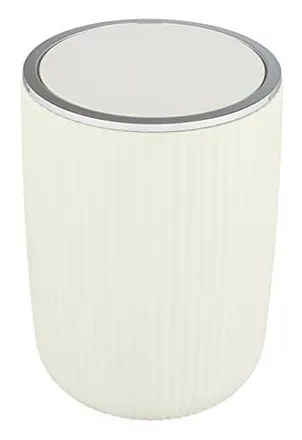 WENKO Poubelle avec couvercle basculant Agropoli L blanc cr&egrave;me 5,5 litres| Pour salle de bain | Poubelle en plastique de haute qualit&eacute; | Surface structur&eacute;e 