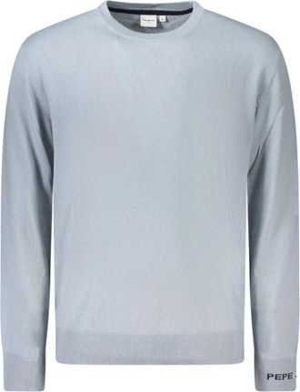 Pepe Jeans London Homme, Pulls, Gris, Taille: 2XL Pull en Coton Bleu avec Broderie