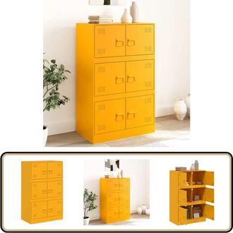 vidaXL Sideboard Senfgelb 67x39x107 cm Stahl - Schreibtisch - Regal - Wohnzimmermöbel - Sideboard - Metallschrank