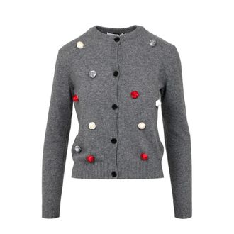 Msgm Grauer Wollpullover mit Rosetten - - Knitwear - Damen - Grau - L