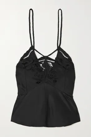 Isabel Marant Caraco En Satin De Soie À Finitions En Dentelle Guipure Joys - Noir
