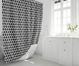 Bonamaison Le Jardin du Lin Digital Gedruckter Duschvorhang, Badewannenvorhang, Duschvorhangringe Enthalten, Größe: 140x200 cm - Entworfen und Hergestellt in der