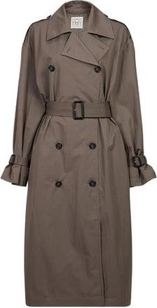 Toteme Trench long uni &agrave; ceinture en coton m&eacute;lang&eacute;