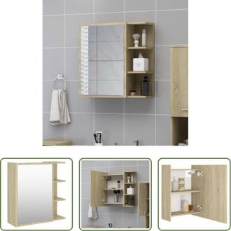 vidaXL vidaXL Holz Spiegel Schrank - Bad-Spiegelschrank Sonoma-Eiche 62,5x20,5x64 cm Holzwerkstoff