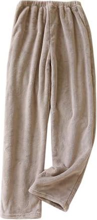 Generic Pantalon de pyjama femme long flanelle couleur unie : pantalon dhiver pour femmes chaud peluche &eacute;paisse pantalon maison thermique v&ecirc;tements de d&eacute;tente