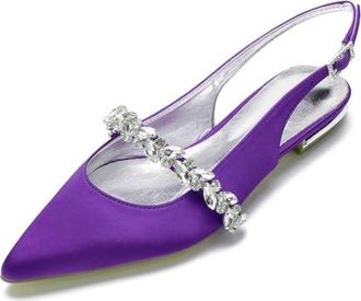Miyoopark Chaussures de mariage basses pour femmes Slingback soirée décolleté, M669 Violet foncé, 42.5 EU