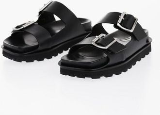 Jil Sander Sandalen aus Leder mit doppelter Schnalle Gr&ouml;&szlig;e 41
