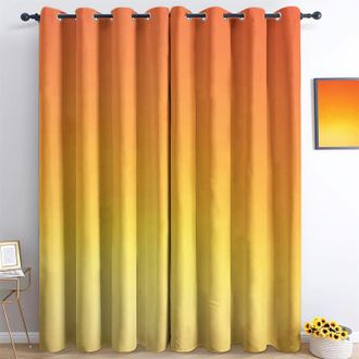 Generic Blickdichte Vorhänge H165 x B75 cm (2er Pack) Verdunkelungsvorhänge mit Ösen Gardinen Einfacher Hintergrund Mit Farbverlauf Drucken Schlafzimmer Wohnz