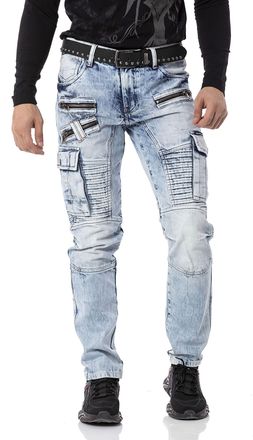 Cipo & Baxx Herren Cargo Jeans Hose CD798 Hellblau W30-L32