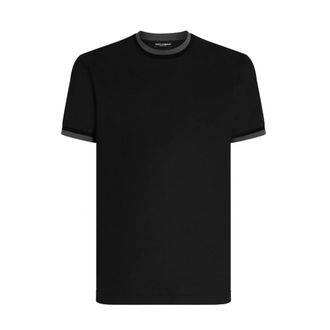 Dolce & Gabbana Homme, Tops, Noir, Taille: M T-shirt &agrave; bordure contrast&eacute;e en noir