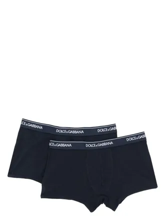 Dolce & Gabbana boxers en coton à taille logo (lot de deux) - Bleu