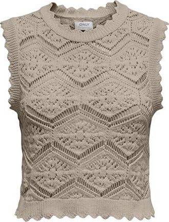 Only Onlfrida Life SL Structure Top Nca KNT Haut en Tricot avec col en O et détails en Coquillage, Beige, XL Femmes