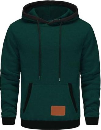 Generic Sweat Shirt à Capuche pour Homme, en Polaire, Manches Longues, Cordon de Serrage et Poches