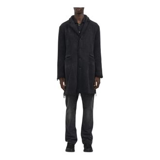 Avant Toi Einreihiger Mantel mit Fischgr&auml;tmuster - - Coats - Herren - Schwarzk - M