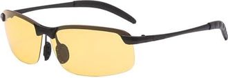 Generic Lunettes de soleil photochromiques en métal polarisées pour homme, vision nocturne, conduite, pêche, équitation, 2026, Cadre noir jaune, Taille unique
