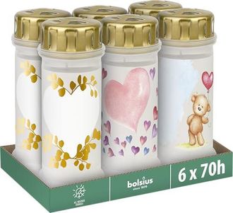 Bolsius Bolsius - Grablicht nr 6 + Deckel Note From The Heart - Brenndauer 70 Stunden - Enth&auml;lt Nat&uuml;rliches Pflanzenwachs - Ohne Palm&ouml;l