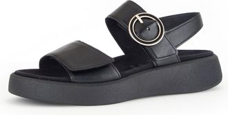Gabor Damen Plateausandalen, Frauen Sandalen,Wechselfußbett,Moderate Mehrweite (G),Strandschuhe,Dicke Sohle,schwarz(goldmatt/s),40 EU / 6.5 UK