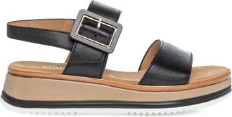 Gabor Femme, Chaussures, Noir, Taille: 37 EU Sandales noires en cuir lisse