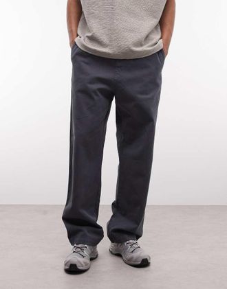 Carhartt Work in Progress Floyde - Locker geschnittene Hose in Anthrazit mit elastischem Kordelzugbund-Grau