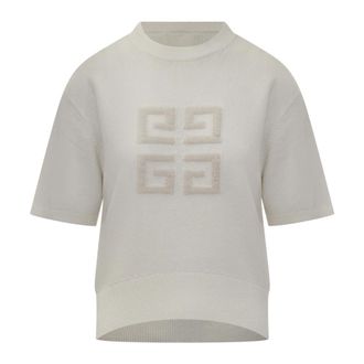 Givenchy Kurzarm-Strickware mit 4G-Logo - - Knitwear - Damen - Wei&szlig; - XL