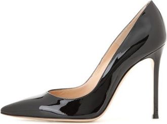 EDEFS Femmes Escarpins Talons Hauts Cuir Vernis, Bout Pointu Talon 10cm Noir, &Eacute;l&eacute;gant pour Soir&eacute;e & Bureau Verni Noir EU43