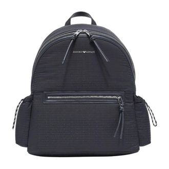 Emporio Armani Nylon-Rucksack mit Monogramm-Schriftzug - - Bags - Herren - Blau - ONE SIZE
