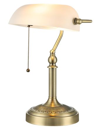 Newrays Traditionelle Glasbanker Schreibtischlampe mit Pull -Kettenschalter -Stecker in Einrichtung