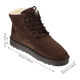 Garneck Bottines Courtes &agrave; Lacets pour Femme Bottes dHiver Chaudes en Coton Semelle Antid&eacute;rapante Talon Plat Bottes de Neige Confortables pour &Eacute;tudiants Coule