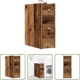 vidaXL vidaXL Schubladen - Badschrank Schmal mit Rollen Altholz-Optik Holzwerkstoff