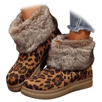 Generic Bottines pour femme - Doublure polaire - Chaude - Semelle épaisse - Confortable - En coton - Décontractée - Antidérapante - Pour lhiver et lextérieur,