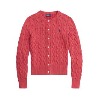 Ralph Lauren Femme, Pulls, Rouge, Taille: 38 FR Cable Knit Cardigan