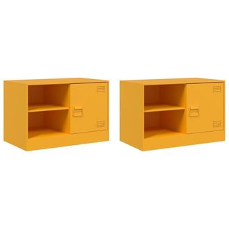 vidaXL Vidaxl - Mobili Tv 2 Pz Giallo Senape 67x39x44 Cm In Acciaio