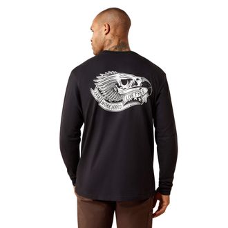 Ariat Mens Rebar Cotton Strong Eagle Skull Long Sleeve T-Shirt in Black, Size 2X-Large, by Ariat