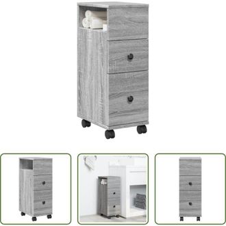 vidaXL Meuble &eacute;troit - Meuble &eacute;troit de salle de bain &agrave; roulettes sonoma gris