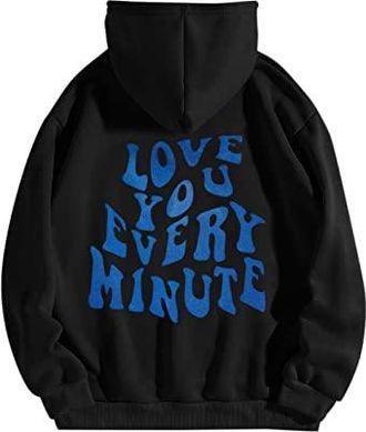 Generic Sweat à capuche ample à manches longues pour femme - Manches longues - Épaules tombantes - Pull dentraînement surdimensionné avec poches kangourou, 3-