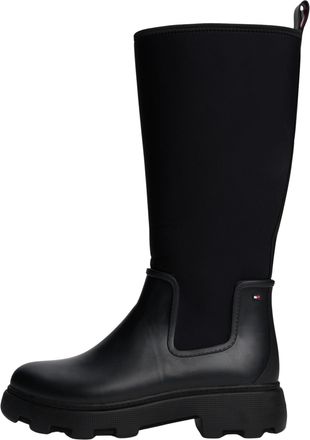 Tommy Hilfiger Damen Stiefel Flag Long Warm Lining Regenstiefel, Schwarz (Black), 40